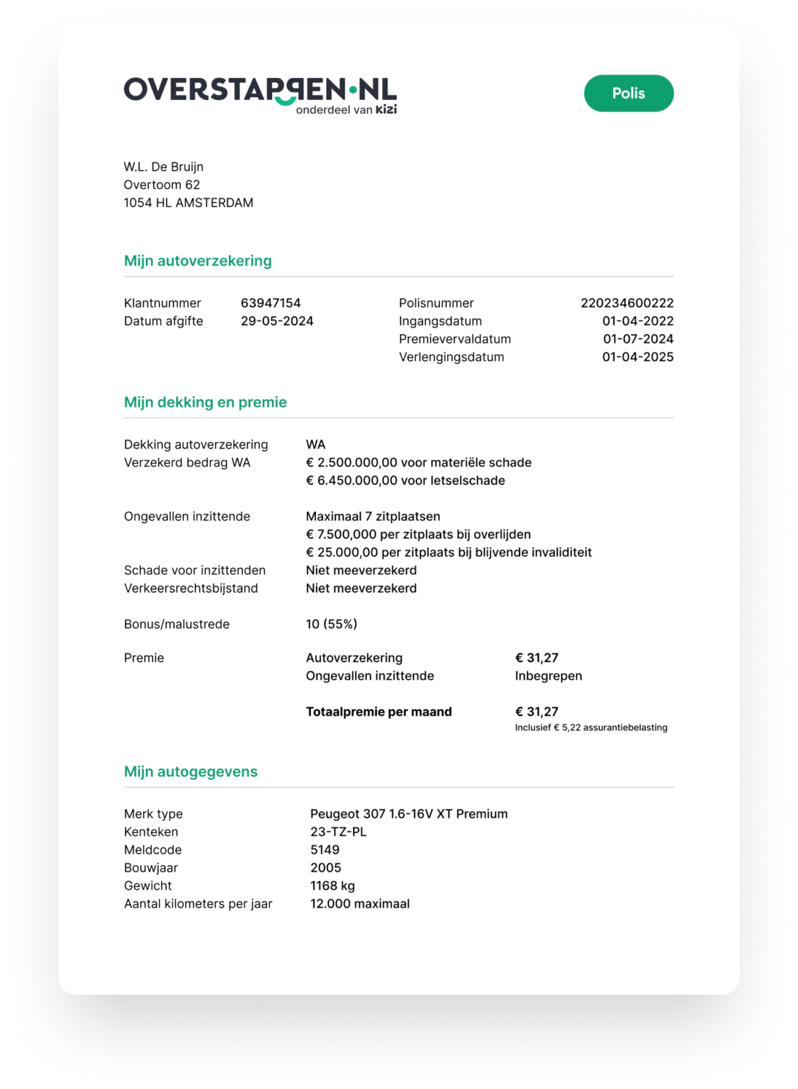 Wat is een polisnummer? | Overstappen.nl